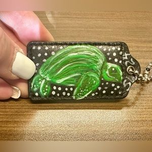 Coach | Accessories | Coach Black Leather Custom Handpainted Sea Turtle ...